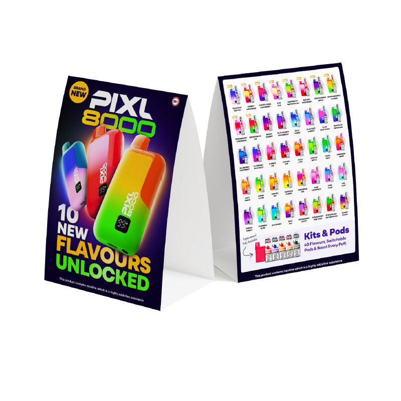 PIXL 8000 10 New Flavours Tent Card – Vape Supplier Ltd
